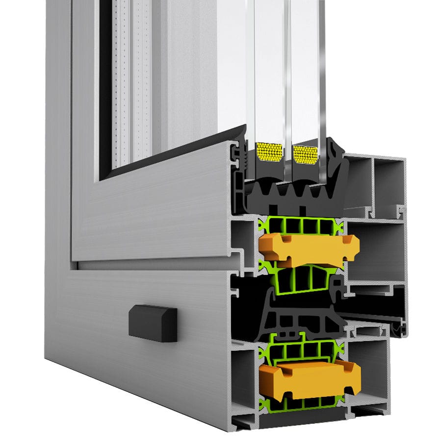 Perfil de ventana de aluminio - E75 ECS - ETEM - con aislamiento térmico