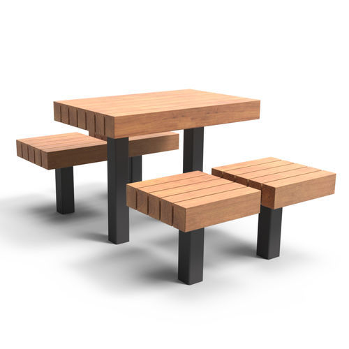 Mesa de pícnic contemporánea - MODULO SWING - CROSO FRANCE - de madera exótica / con base de ...