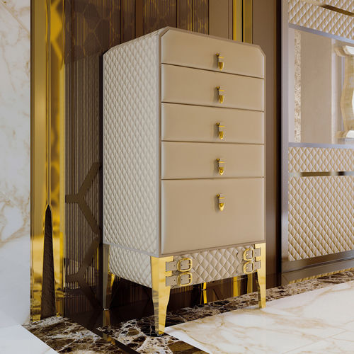 Cómoda alta - Vintage - Formenti - contemporánea / de cuero / de tejido